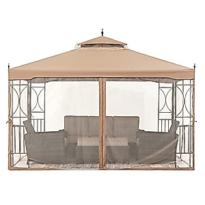 ABCCANOPY Patio Outdoor Gazebo 10X10 - Gazebo Canopy with Netting and Corner Frame Screen Wall for Backyard,Garden Gazebo Lawn (Khaki)