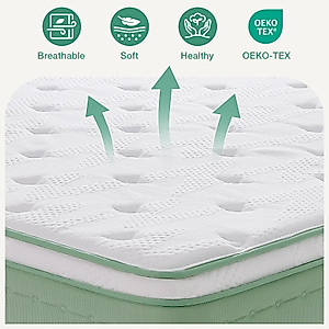 Novilla Twin Mattress, 10 Inch Hybrid Mattress in a Box, Gel Inflation Memory Foam with Pocket Coils Innerspring for a Cozy Night, Pillow Top Twin Size Mattress, Medium Firm & Fit The Body's Curves