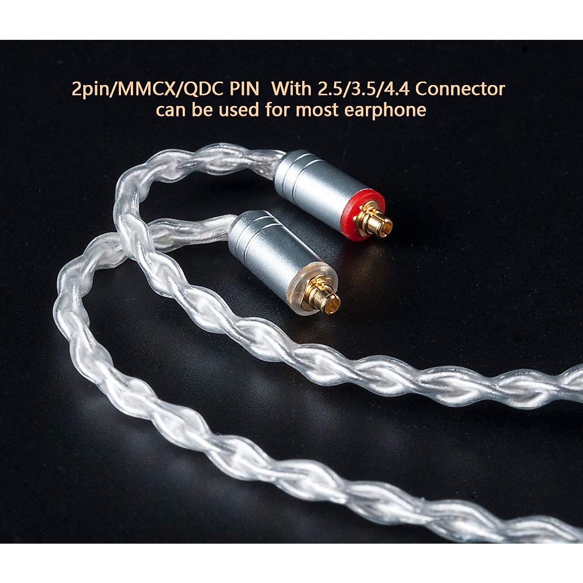 KBEAR 8 Core Silver Plated Upgrade Earphone Cable, Detachable Replacement Cable HiFi in Ear Monitor Cable for TIN T2 T3 P1 for Shure SE215 SE315 SE425 SE535 UE900 (MMCX 3.5mm)……