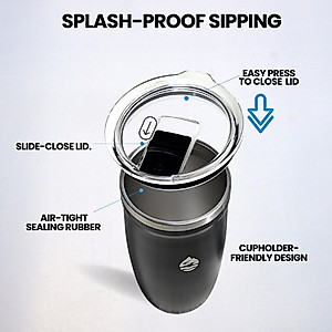 Personalized Photo Engraved Engraved Insulated Tumbler, Name Engraved Tumbler 16 oz. Stainless-Steel Travel Mug with Slide Lid, Custom Design Christmas Gift (Peyto 16) (Onyx)