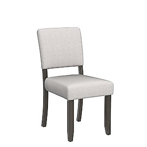 Leick Home 10186BB/HG Upholstered Back Dining Chair with Wood Base, Set of 2, for Dining Room, Blackbean and Heather Gray