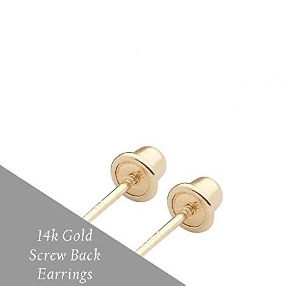 14k Yellow Gold Ball Stud Earrings with Secure and Comfortable Screw Backs (3mm)