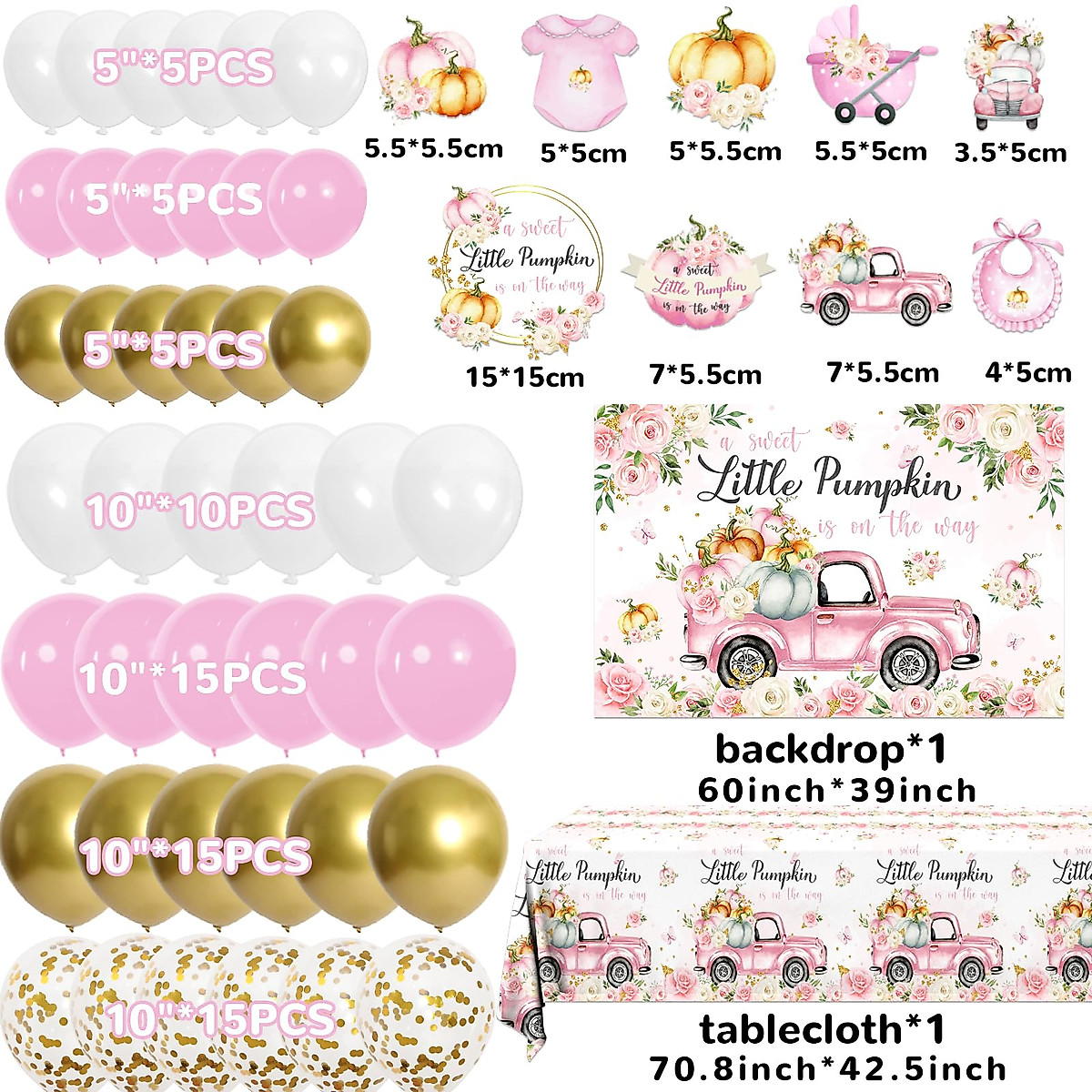 Little Pumpkin Baby Shower Decorations for Girl|, A Sweet Little Pumpkin Is on the Way Pink Backdrop Balloon Garland Kit for Fall Autumn Thanksgiving Baby Shower Background Party Supplies