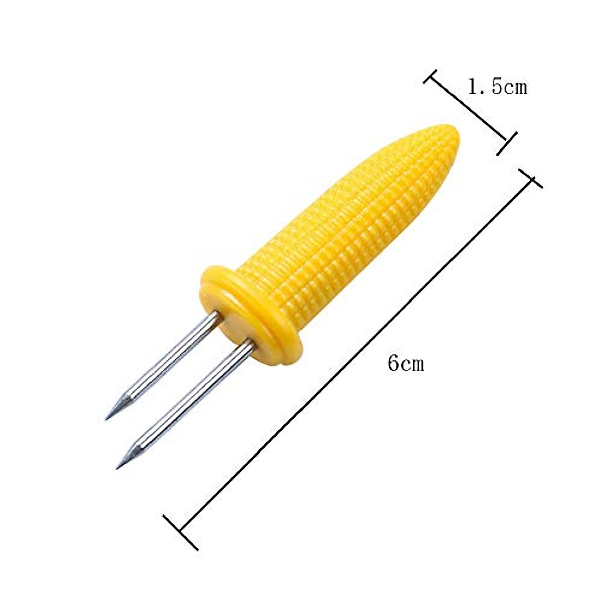 lasenersm 20 Pieces Corn Holders Stainless Steel Corn Holders Corn on The Cob Skewers BBQ Skewers for Home Cooking and BBQ, Yellow