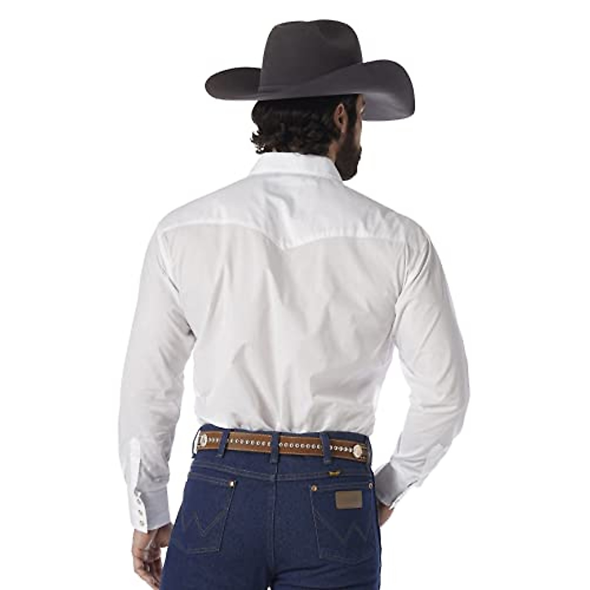 Wrangler Men's Sport Western Basic Two Pocket Long Sleeve Snap Shirt, White, X-Large