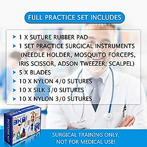 EduMed 41 Piece Practice Suture Kit, Medical & Veterinary Surgical Training Kit