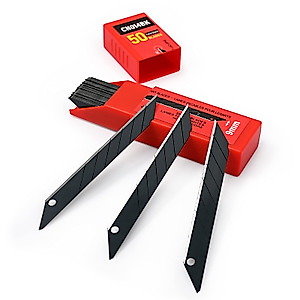 FOSHIO 100PCS 30 Degree Blades Carbon Steel Snap Off Blades 9mm for Box Cutters Utility Knife Universal Art Knife Replacement Black Blades
