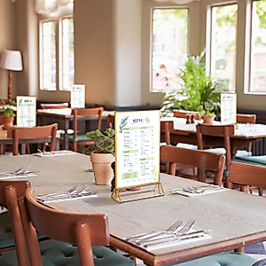 SUPER STAR QUALITY Clear Acrylic 2 Sided Frames with Gold Borders and Vertical Stand | Ideal for Wedding Table Number Holder, Double Sided Sign, Clear Photos, Menu Holders