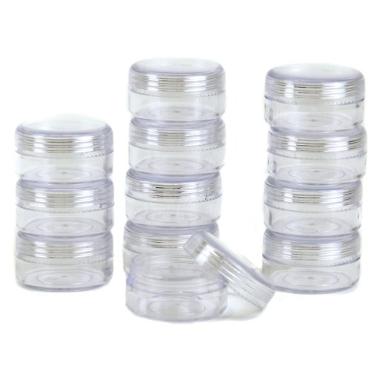 Paylak 12 Storage Round Clear Container with Screw Lids for Small Items Organizer 1.5 inches