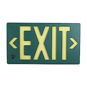 UL Listed 100 Foot Jessup Glo Brite 7040-100-B PF100 Molded Plastic Exit Sign, Single-Sided, 8.75" x 15.5", Green (Mounts 4 Ways, Includes Bracket and Arrows)