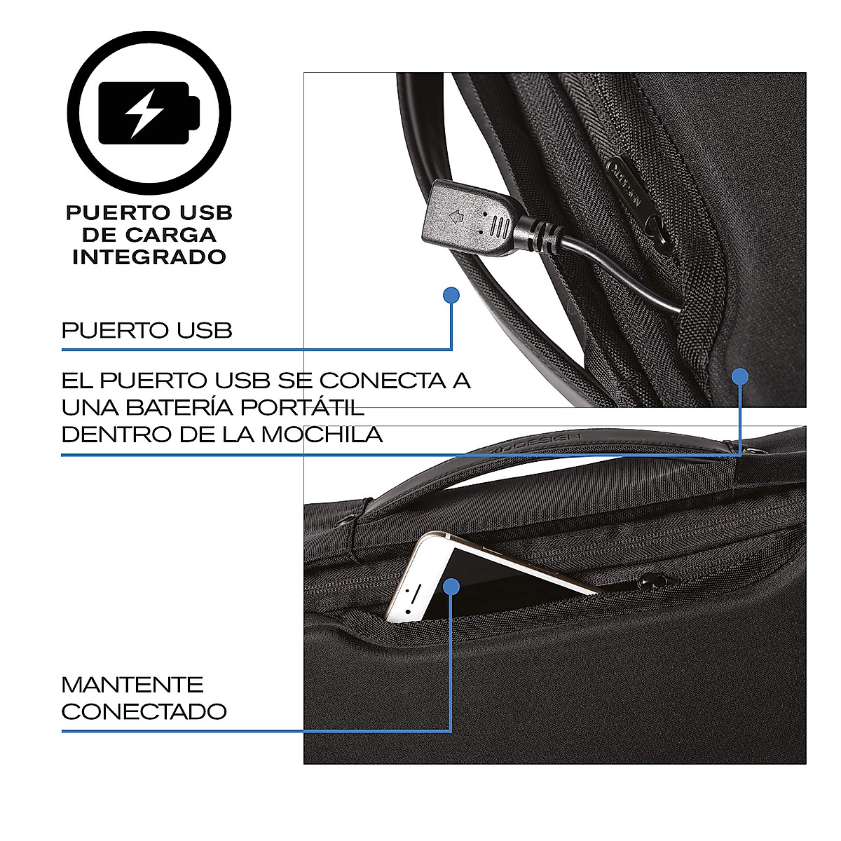 XDDesign P705.571 Bobby Bizz Anti Theft Compact Travel Laptop Backpack and Briefcase with USB Port, Integrated Lock, and Hidden Compartments, Black