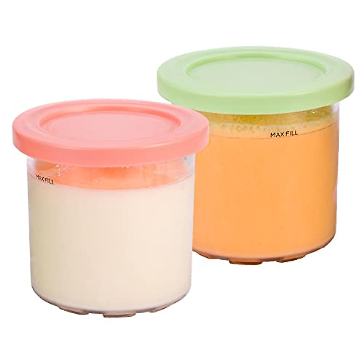 CINPIUK Ice Cream Pints, 2 Pack Containers with Lids Replacements for Ninja Creami Pints, Compatible with NC301 NC300 NC299AMZ Series Ice Cream Maker, Dishwasher Safe & Leak Proof Pink & Green