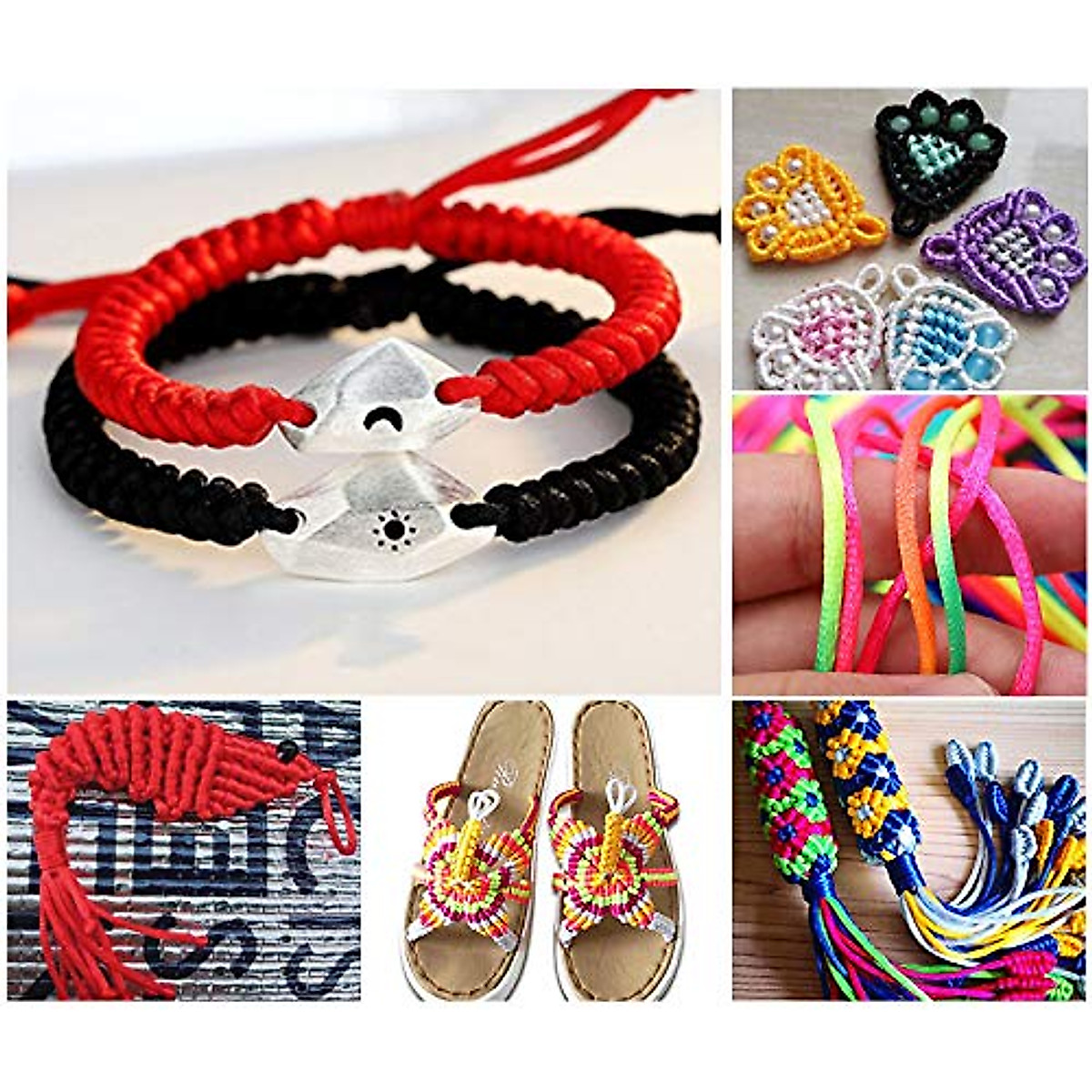 TONIFUL 1.5mm x 50 Yards Black Nylon Cord Satin String for Bracelet Jewelry Making Rattail Macrame Trim Cord Necklace Bulk Beading Thread Kumihimo Chinese Knot Craft