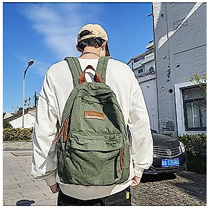 JHTPSLR Dark Academia Aesthetic Backpack Canvas Backpack Vintage Aesthetic Backpack Laptop Backpack Book Bags Casual Daypack (Dark Green)