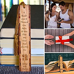 George R.R. Martin Reading Quote Engraved Wooden Bookmark - Also Available with Personalization - Made in USA