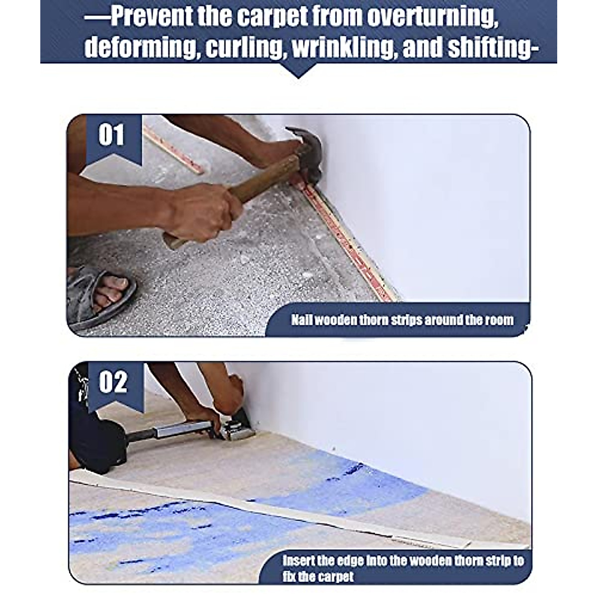 Tufting Wooden Frame for Rug Making Kit Suitable for Electric Carpet Gun Tabletop/Stand Display DIY Crafts Table Stand Frame Tapestry Making Tool, 4PCS Tack Strip