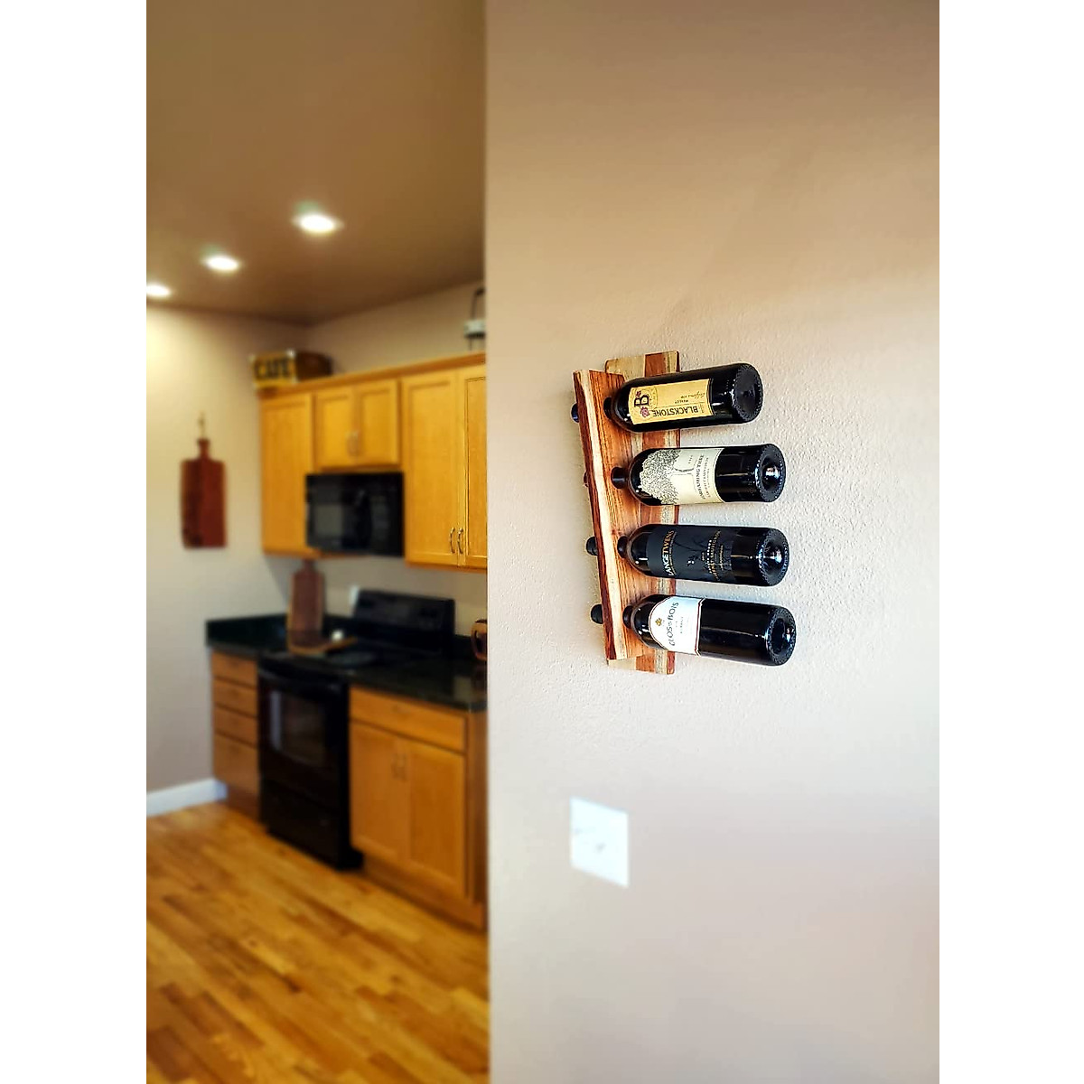 Featherlee - Natural Live Edge Wall Mount Wine Rack for 4 Bottles