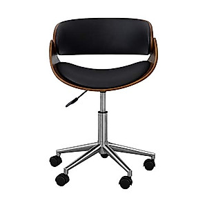 Teamson Home Valeria Modern Ergonomic Faux Leather Curved Seat Adjustable Swivel Home Office Desk Chair, Black/Brown