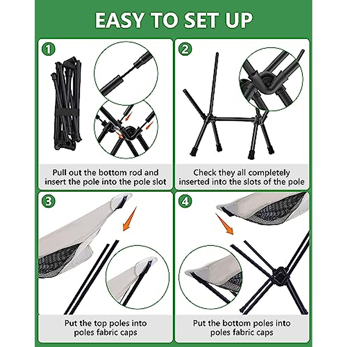 logard Lightweight Portable Camping Chair,Folding Outdoor Chair High Load Capacity,Sturdy Folding Chair for Hiking,Beach,Fishing,Festival, Hiking, Backpacking