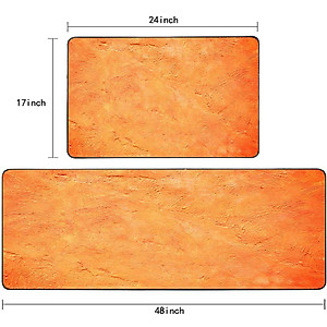 Gesmatic Kitchen Rugs Washable, Farmhouse Kitchen Rugs 17"X48" 17"X24" Orange Color Painting Wall Bathroom Non Slip Microfiber Kitchen Rugs and Mats Coffee Kitchen Rugs and Mats Farmhouse 2 Piece