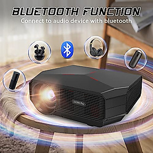 Projector with WiFi and Bluetooth, 5G WiFi Native 1080P Projector, Portable 200'' Movie Projector, Supports 4K & Zoom, Compatible w/ HDMI/USB/PC/TV Box/iOS & Android Phone