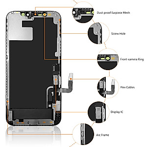Mobkitfp for iPhone 12/12 Pro Screen Replacement 6.1 inch 3D Touch LCD Screen Display Digitizer Assembly with Repair Tools Kits + Waterproof Frame Adhesive Sticker + Screen Tempered Protector