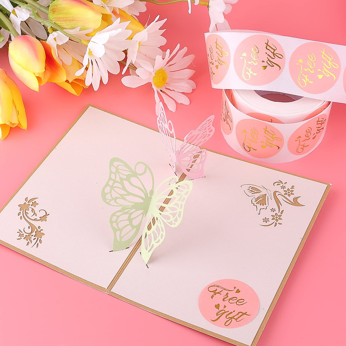 SAVITA 500pcs 1.5inch Customer Appreciation Sticker Sticker Roll Self-Adhesive Labels Decoration for Gift Backpacking Envelopes Postcards Greeting Cards