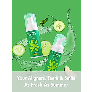 3-in-1 Foam Cleaner for Aligner, Retainer, Denture, Night Guard, Mouth Guard, Invisalign, Smile Direct, Byte | Alcohol & Fluoride Free | Xylitol Mouthwash & Foam Toothpaste| Travel-Size, Mint Cucumber