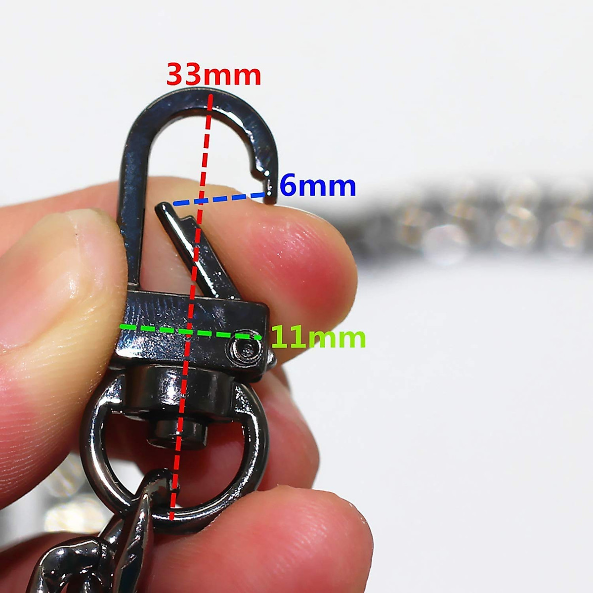 WEICHUAN 47" DIY Iron Flat Chain Strap Handbag Chains Accessories Purse Straps Shoulder Cross Body Replacement Straps, with Metal Buckles (Gun-Black)