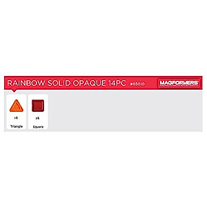Magformers Rainbow Opaque Solid Set (14-pieces) Basic Magnetic Building Blocks, Educational Magnetic Tiles Kit , Magnetic Construction STEM Set