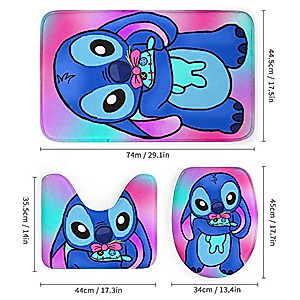 fmsnupz Cartoon Shower Curtain 4PCS Set, Cute Bathroom Decor with Non-Slip Rugs, Toilet Lid Cover and Bath Mat, Waterproof Fabric Shower Curtains with 12 Hooks, 70.8"x70.8"