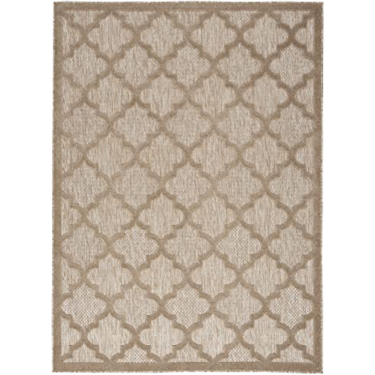 Nourison Easy Care Moroccan Natural Beige 5' x 7' Area -Rug, Trellis, Easy -Cleaning, Non Shedding, Bed Room, Living Room, Dining Room, Backyard, Deck, Patio (5x7)