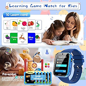 Smart Watch for Girls and Boys Age 6-12 - 24 Games, Video Camera, Music, Alarm - Educational Birthday Gift (Blue)