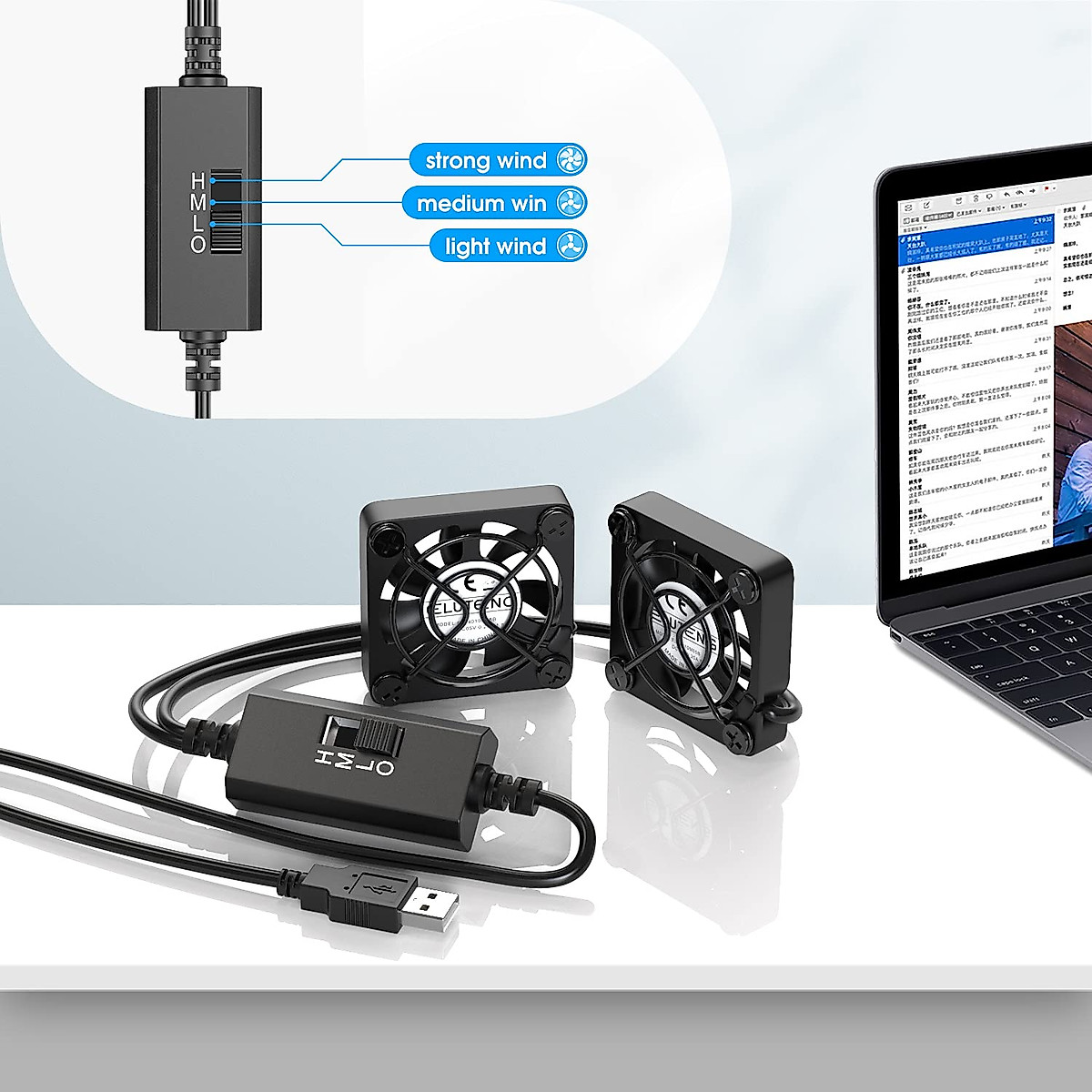 ELUTENG Dual 40mm USB Fan with 3 Speeds Adjustable 5V PC Fan Max 5500RPM 40mm * 40mm * 25mm Mini Case Fan Quiet Computer Fan Compatible for PC, TV Box, Router, Xbox, PlayStation