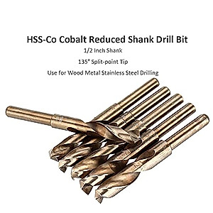 Drill Bit M35 HSS-Co Cobalt Twist Drill Bit 1/2 Inch Reduced Shank Drill Bit For Metal Stainless Steel Drilling-14mm