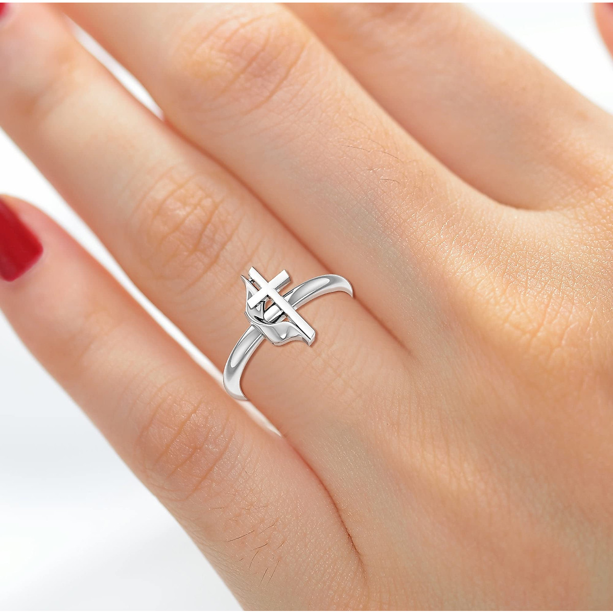 US Jewels Ladies 925 Sterling Silver Methodist Cross Ring, Size 5