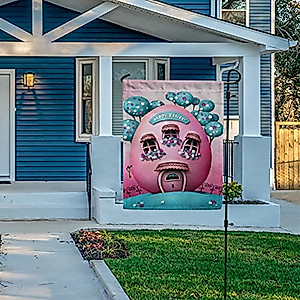 My Little Nest Seasonal Garden Flag Easter Pink Egg House Double Sided Vertical Garden Flags for Home Yard Holiday Flag Outdoor Decoration Farmhouse Banner 28"x40"