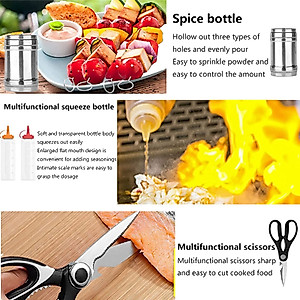 CYXI 19 pcs Grilling and Camping Cooking Utensils Set,Portable Grilling Utensil Kit,Stainless Steel Grilling Kit,for Travel, Picnics, RVs, Camping, BBQs, Parties