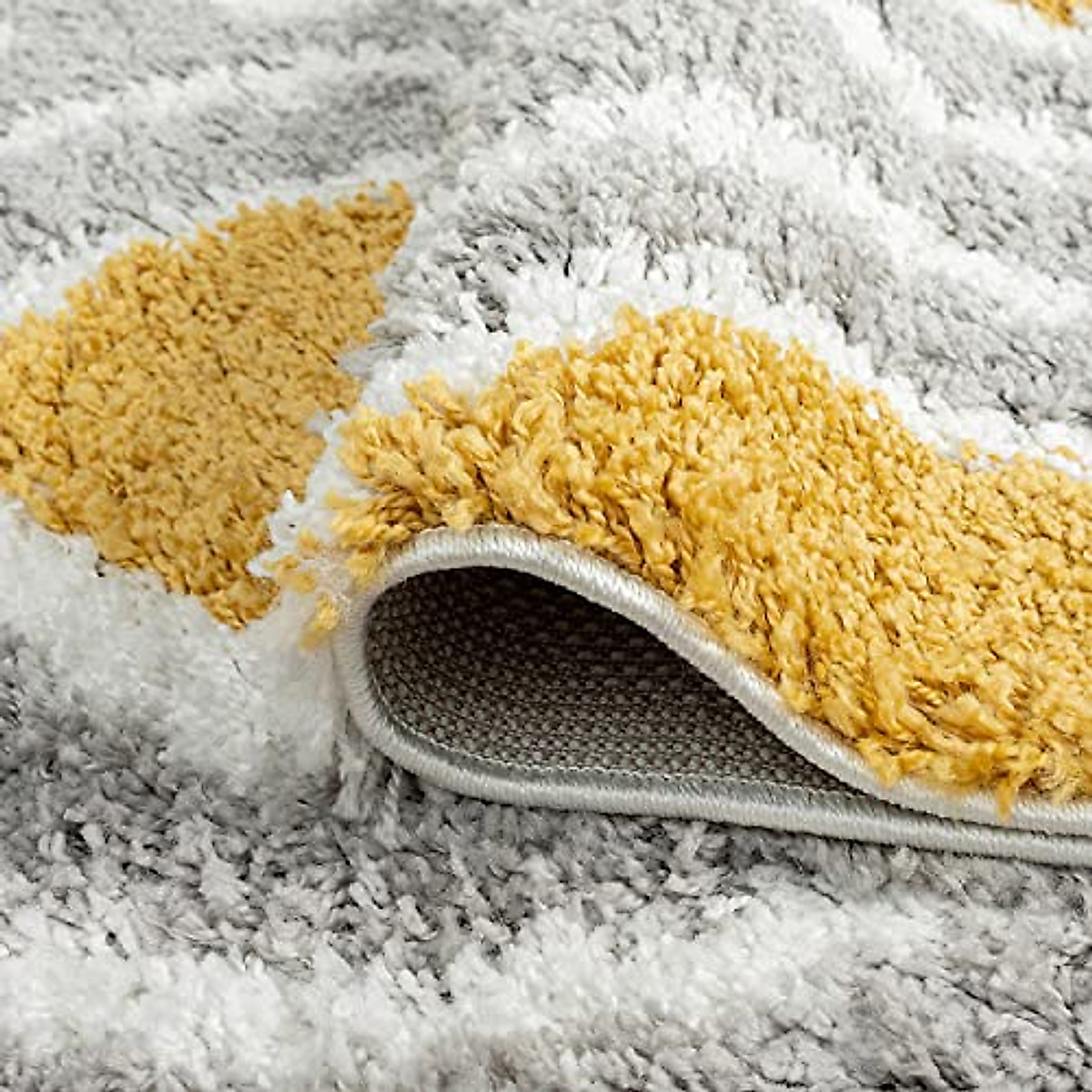 Gold Easy Clean Large 8x10 Shag Rug - 8x10 Area Rug - Indoor Modern Area Rugs Living Room - Dining Room Rug Bedroom Rug Kitchen Rug Entryway Rug Shaggy Carpet - Alfombras para Salas Modernas