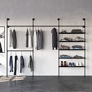 pamo industrial pipe clothing rack - JONTE - clothes rack for wardrobe, bedroom and as walk-in closet system. Sturdy clothing racks for hanging clothes I wall mounted heavy duty clothes rack