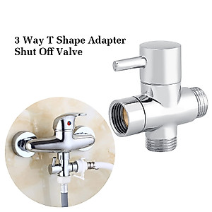 Shower Arm Diverter 3-Way T Shape Diverter Shut Off Valve Shower Toilet Bidet Sprayer Water Adapter Chrome Color Universal Sprayer Attachment Replacement Part