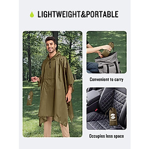 SaphiRose Hooded Rain Poncho Waterproof Raincoat Jacket for Men Women Adults(brown)