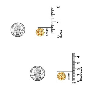 LeCalla 925 Sterling Silver Omega Back Earrings Jewelry Medium Large 14K Gold Plated Crossover Round Beaded Omega Clip Back Stud Earring for Women - 15MM