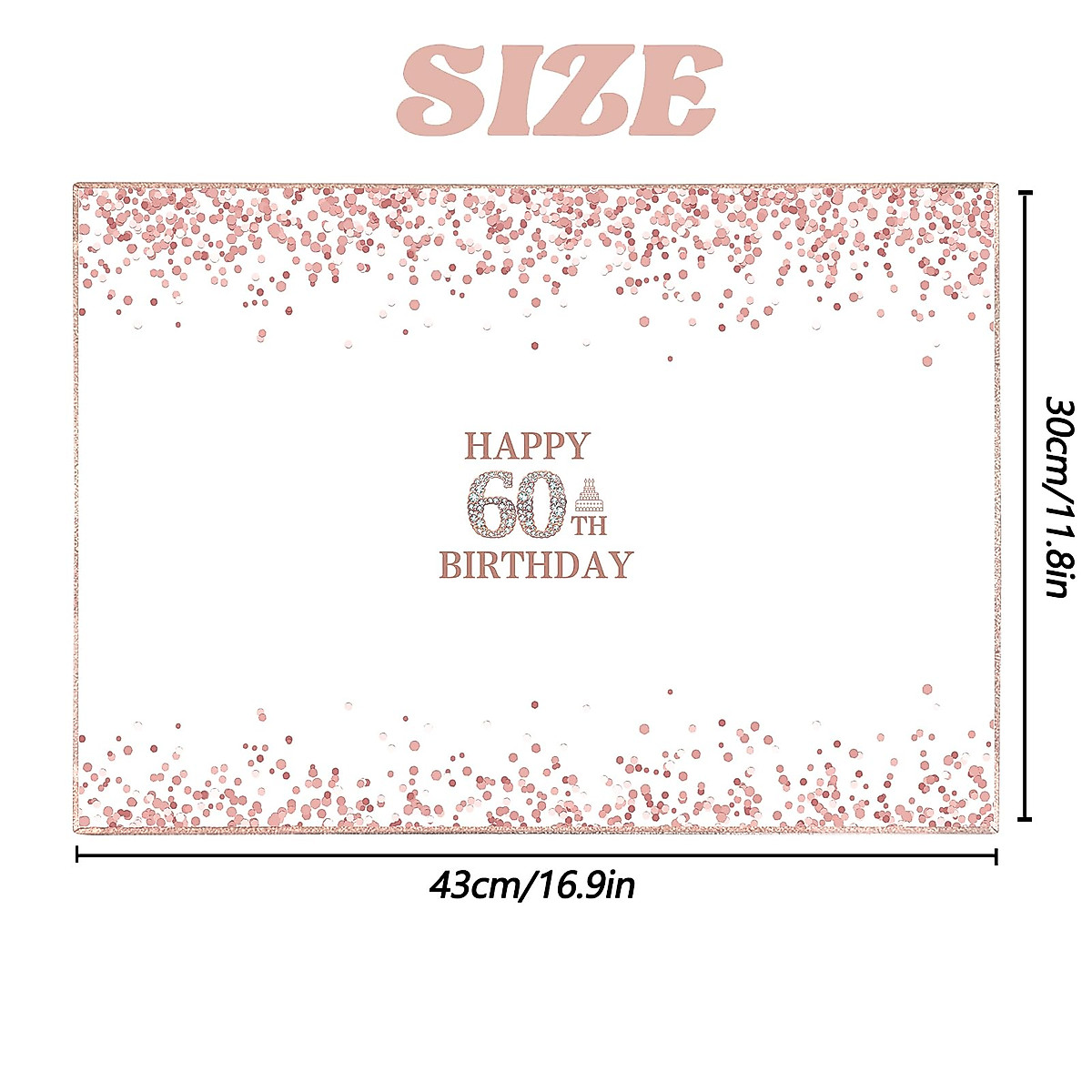 Holkcog Rose Gold 60th Birthday Decorations, Happy 60th Birthday Signature Board, Pink 60th Birthday Card Guest Book Alternative, 60th Birthday Gifts for Women, 60 Years Old Birthday Party Supplies
