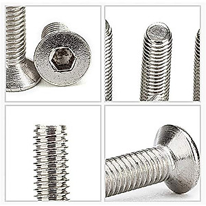 Guard4U 300Pcs Metric M2 304 Stainless Steel Flat/Countersunk Head Hex Socket Cap Bolts Screws Nuts Assortment Kit- M2x 4mm/ 6mm/ 8mm/ 10mm/ 12mm/ 14mm/ 16mm/ 18mm/ 20mm