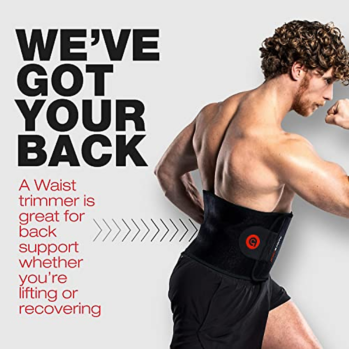 ActiveGear Waist Trimmer Belt for Stomach and Back Lumbar Support, Medium: 8" x 42" - Red