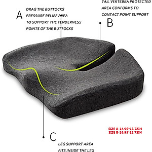 Libiyi Seat Comfort Pro, Libiyi Non-Slip Comfort Cushion Pad, Breathable Memory Foam Seat Cushion, Lumbar Support Pillow, Seat Cushion Pillow Office Chair for relieve Hip and Back Pain (Gray, A)