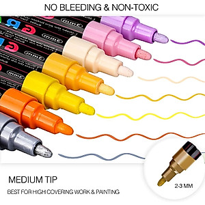 Emooqi Acrylic Paint Pens, 18 Colors Acrylic Paint Markers Paint Pens Paint Makers for Rocks Craft Ceramic Glass Wood Fabric Canvas -Art Crafting Supplies