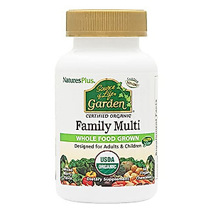 Natures Plus Source of Life Garden Certified Organic Family Chewable Multivitamin - 60 Vegan Chewables - Mixed Berry Flavor - for Adults & Children - Vegetarian, Gluten-Free - 30-60 Servings