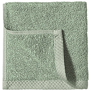 Amazon Basics Cotton Washcloths, Quick-Dry, 12" x 12", 12-Pack, Seafoam Green